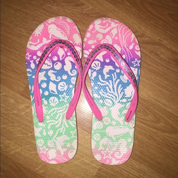Justice | Shoes | Justice Girls Ocean Beach Mermaid Seashell Flip Flops ...